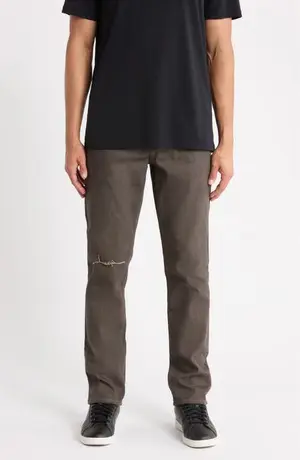 PURPLE BRAND Overdye Destroy Straight Leg Jeans - Brown