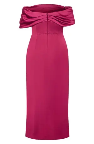 City Chic Paloma Off The Shoulder Maxi Dress - Beet Red