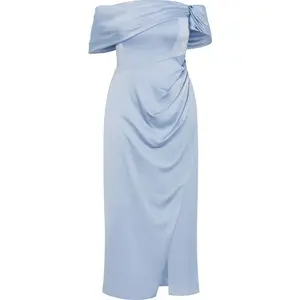 City Chic Paloma Off The Shoulder Maxi Dress - Dusty Blue