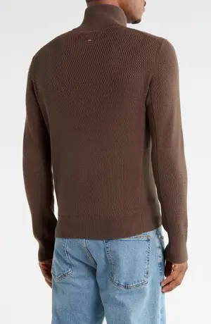 Rag & Bone Danton Quarter Zip Cotton Sweater - Stonewall