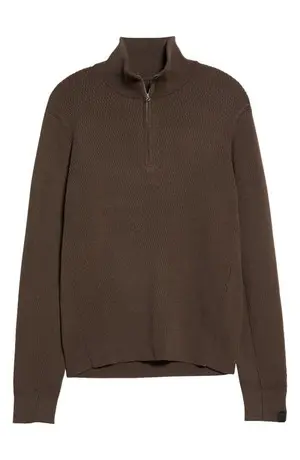 Rag & Bone Danton Quarter Zip Cotton Sweater - Stonewall