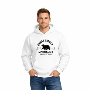 SIMPLY SAGE MARKET Vintage Great Smoky Mountains National Park Graphic Hoodie - White