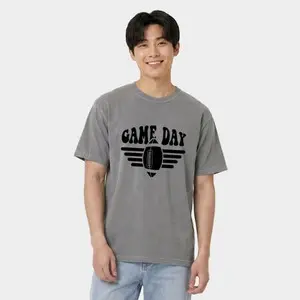 SIMPLY SAGE MARKET Football Game Day Stripes Garment Dyed Graphic T-shirt - Grey