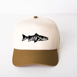 SIMPLY SAGE MARKET Fish And Trees Canvas Trucker Hat - Beige