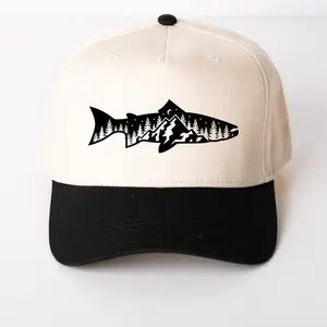 SIMPLY SAGE MARKET Fish And Trees Canvas Trucker Hat - Black