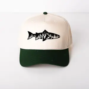 SIMPLY SAGE MARKET Fish And Trees Canvas Trucker Hat - Green