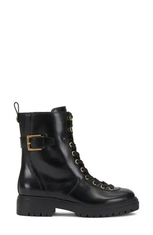 Vince Camuto Becinda Leather Combat Boot - Black