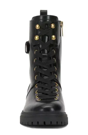 Vince Camuto Becinda Leather Combat Boot - Black