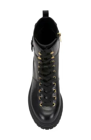 Vince Camuto Becinda Leather Combat Boot - Black