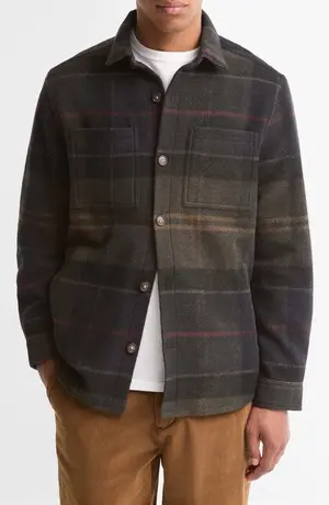 Barbour Woodlane Brushed Plaid Shirt Jacket - Shadow Classic Tartan