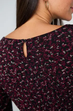 LIVERPOOL Floral Print Smocked Ruffle Top