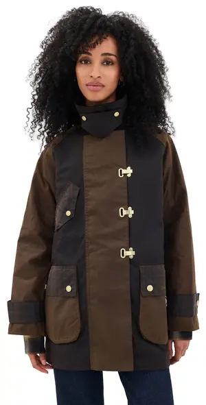 Barbour Felton Checked Wax Jacket - Rustic/bark/muted