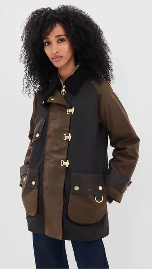 Barbour Felton Checked Wax Jacket - Rustic/bark/muted