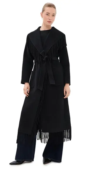 Simkhai Carrie Fringe Robe Coat - Black