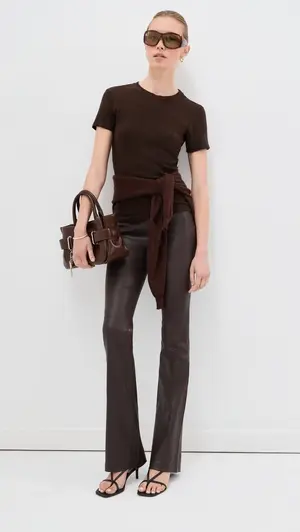 Sprwmn Gia Lambskin Leather Micro Flare Pants