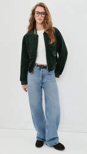 Good American The Corduroy Varsity Jacket