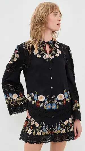 Sea Ruwa Embroidered Flare Mini Dress