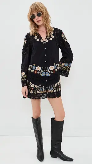 Sea Ruwa Embroidered Flare Mini Dress