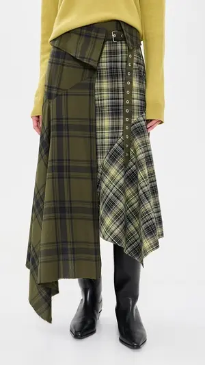 MARQUES' ALMEIDA Plaid Folded Belt Wrap Skirt