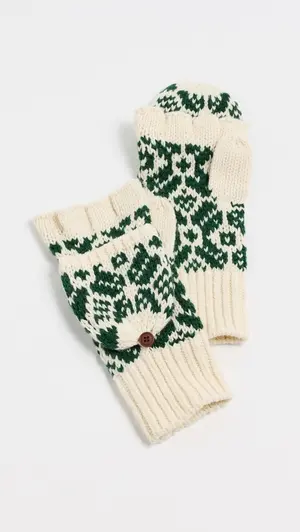 Faherty Brand Diamond Fair Isle Pop Top Mittens