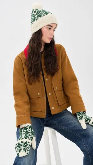 Faherty Brand Diamond Fair Isle Pop Top Mittens