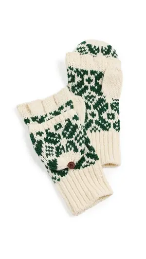 Faherty Brand Diamond Fair Isle Pop Top Mittens