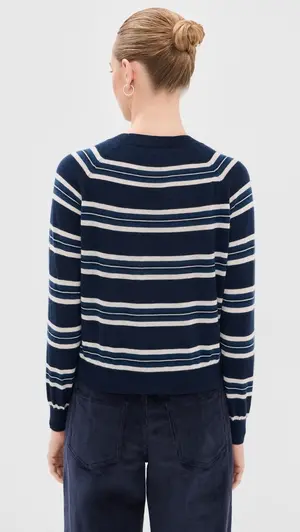 Sprwmn Long Sleeve Striped Raglan Cashmere Sweater