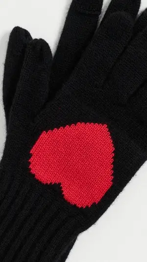 Carolina Amato Cashmere Blend Heart Gloves