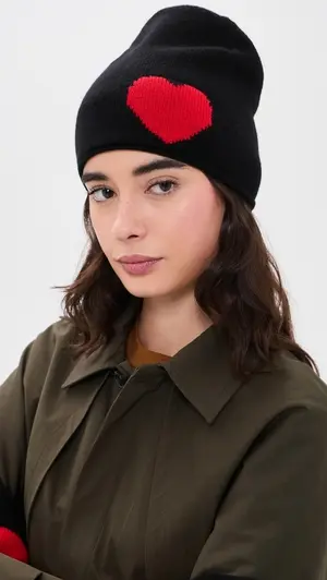 Carolina Amato Cashmere Blend Heart Beanie