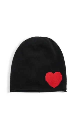 Carolina Amato Cashmere Blend Heart Beanie