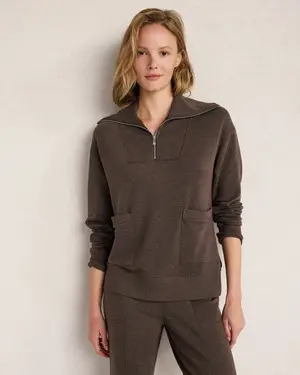 HAVEN WELL WITHIN Fleece Half-zip Pullover Coconut Shell Hthr