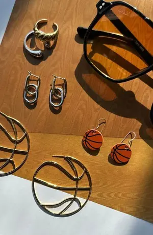 NICKEL & SUEDE Mini Slam Dunk Basketball Earrings