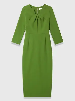 The Fold Sculpted Keyhole Midi Sheath Dress