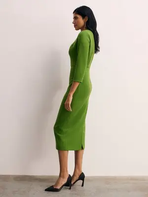 The Fold Sculpted Keyhole Midi Sheath Dress