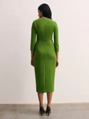 The Fold Sculpted Keyhole Midi Sheath Dress