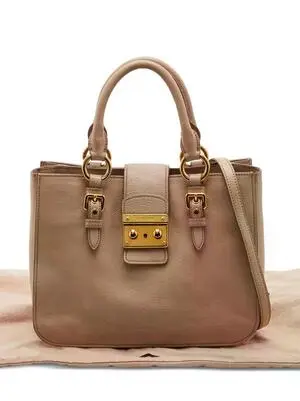 Miu Miu Madras Leather Tote Bag