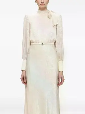 NISSA Satin Viscose Midi Dress - Neutrals