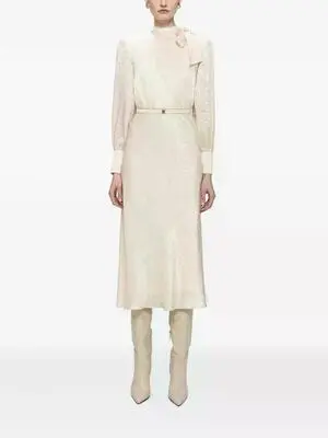 NISSA Satin Viscose Midi Dress - Neutrals