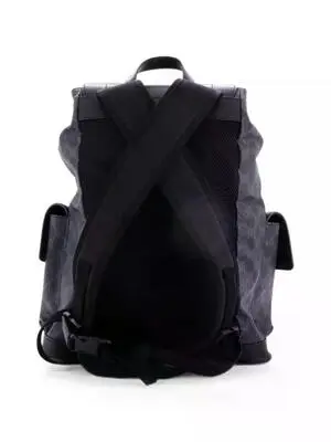 Gucci Double Pocket Buckle Gg Coated Canvas Large Backpack - Black