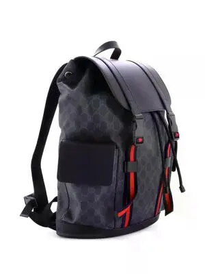 Gucci Double Pocket Buckle Gg Coated Canvas Large Backpack