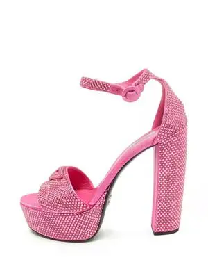 Prada Crystal-embellished Ankle-strap Sandals - Pink