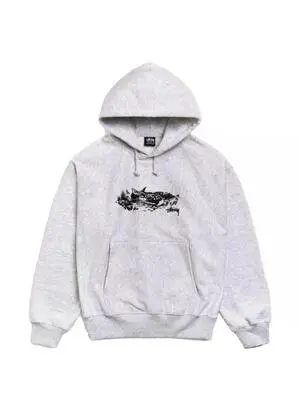 StÜssy Fawn Graphic-print Drawstring Hoodie - Grey