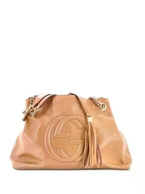 Gucci Soho Chain Strap Shoulder Bag Patent Medium Tote Bag - Neutrals
