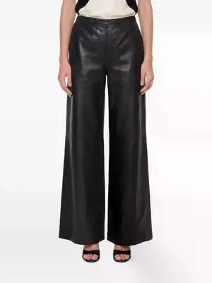 FORTE_FORTE Wide-leg Leather Trousers - Green