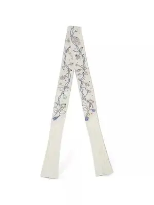 Hermès Twilly Les Cles A Pois Fringed Scarf - White