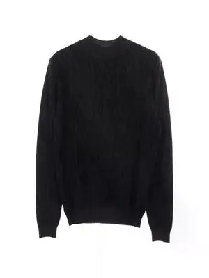 Giorgio Armani 2020s Logo-knit Mock-neck Sweater - Black