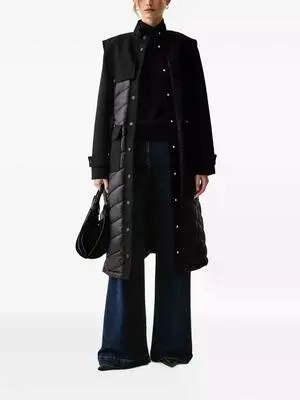 Patrizia Pepe Belted Quilted-panel Coat - Black