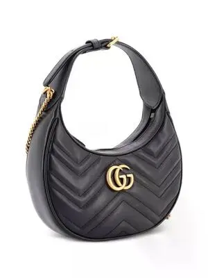 Gucci Gg Marmont Half Moon Matelasse Leather Mini Hobo Bag - Black