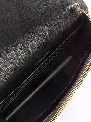 Saint Laurent 2010s Cassandra Envelope Chain Calf Leather Wallet - Black