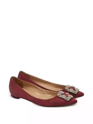 Manolo Blahnik Hangisi Buckle Ballet Flats - Red
